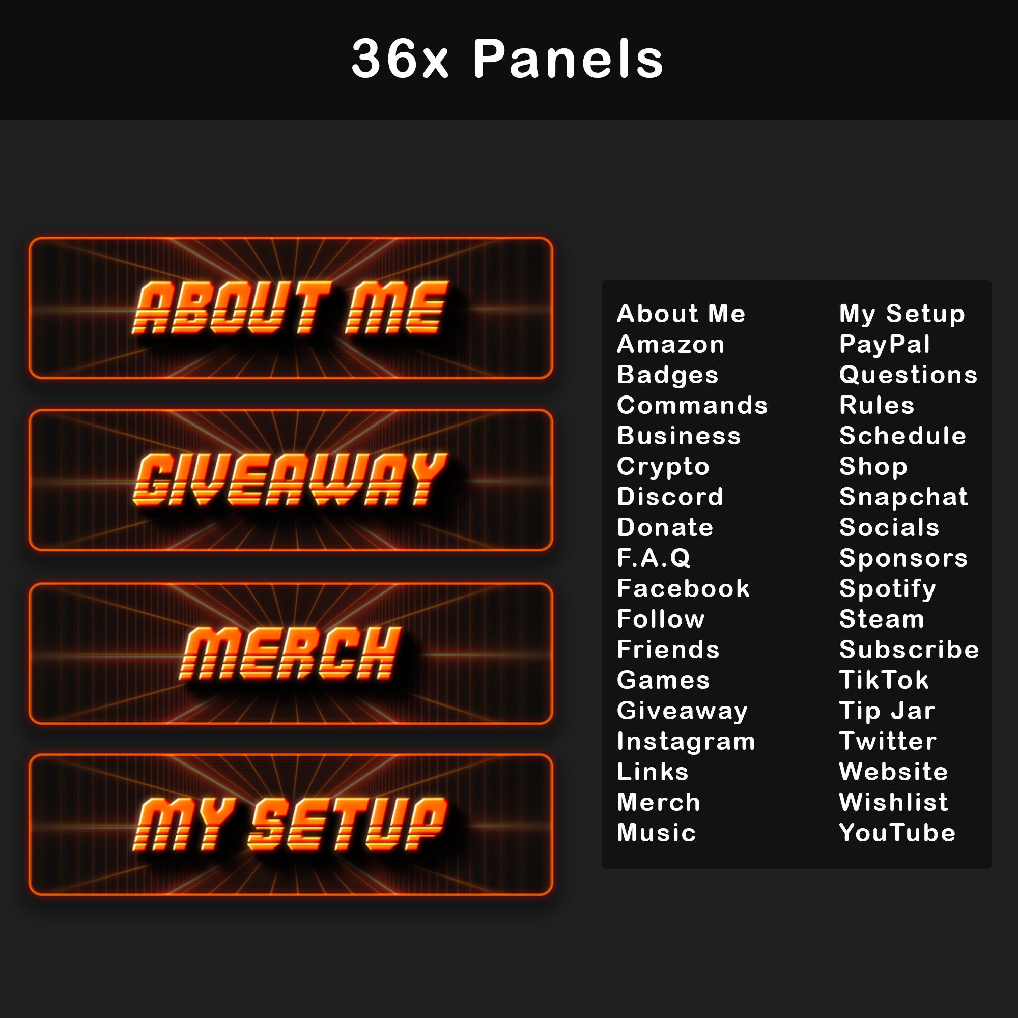 Animated Retro Twitch Overlays Pack Orange Stream Package Alerts ...