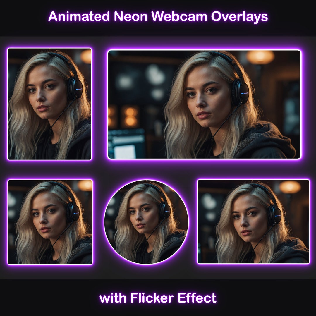 Animated Neon Purple Webcam Overlays | Twitch Webcam Border | Webcam ...