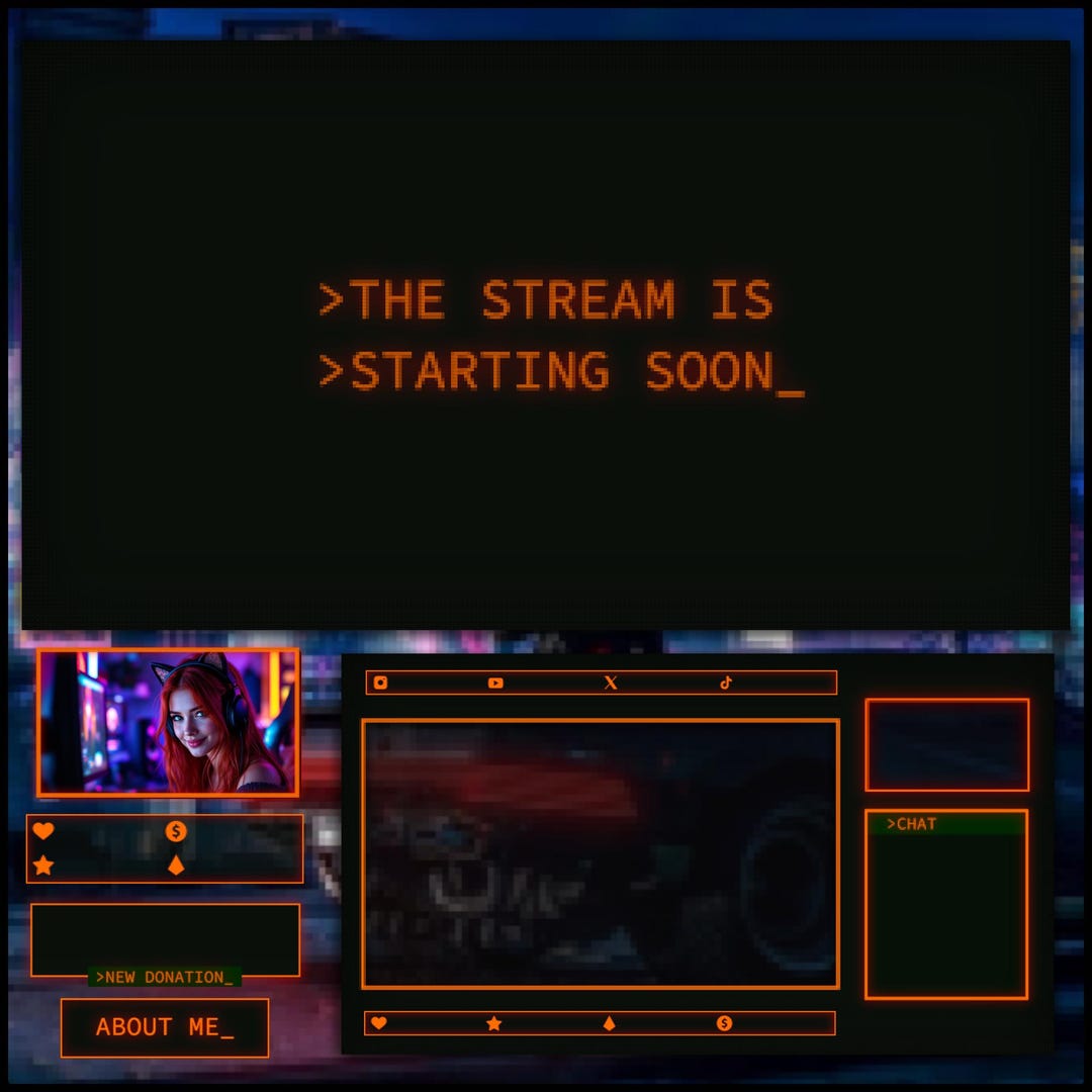 Retro Twitch Overlay Package, Animated 80s CRT Stream Overlays for OBS ...