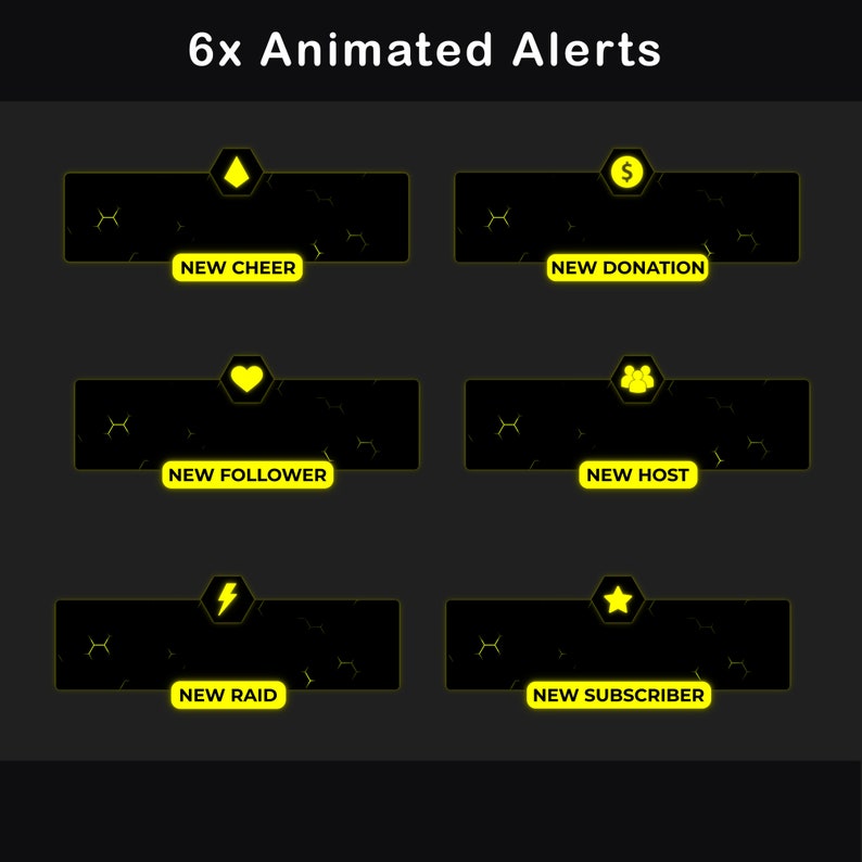Animated Stream Overlay Yellow Package Minimal Dark Twitch Overlay ...