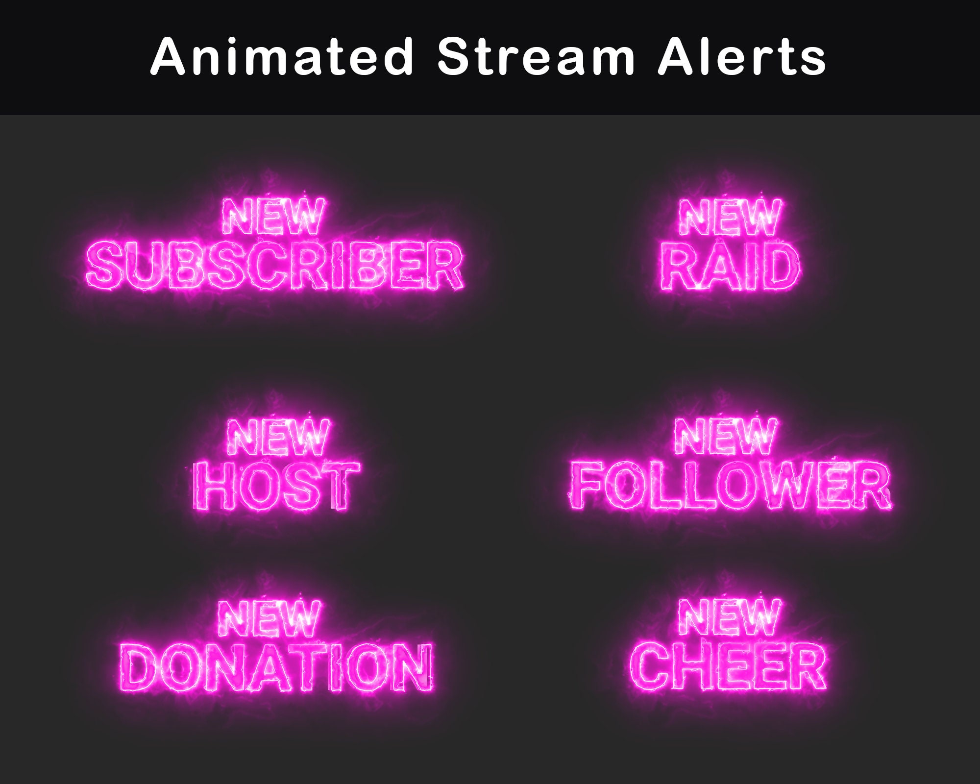 Animated Neon Twitch Stream Alerts | Purple Neon | New Follower, New ...