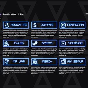 36 Twitch Panels NEON BLUE | Neon Panels for Twitch | Twitch Profile ...