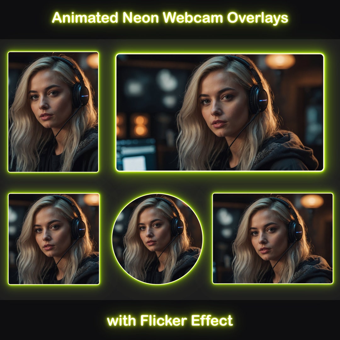 Animated Webcam Overlays in Neon Lime With Flicker Effect | Minimalist ...