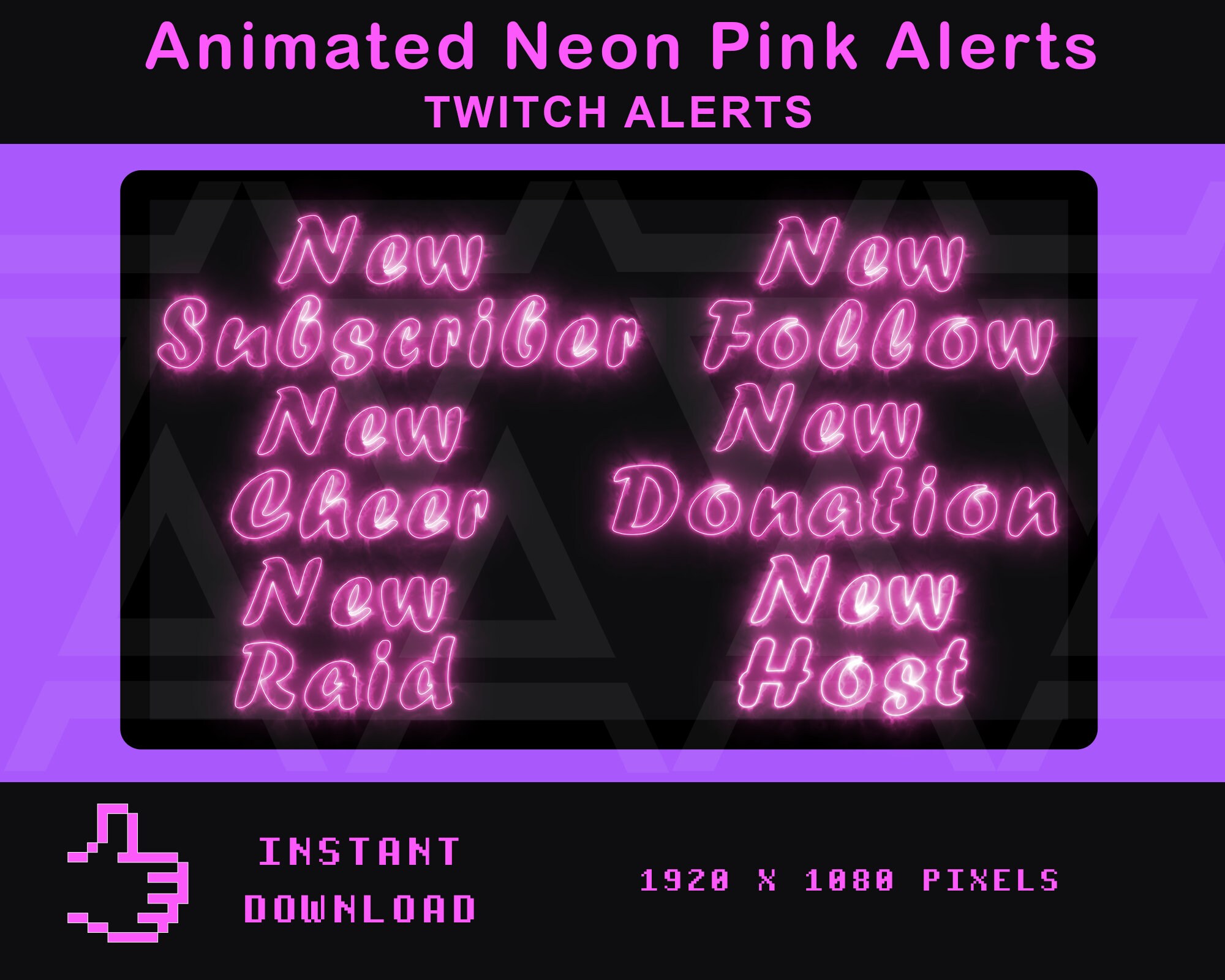 Twitch 'Neon alerts' WEBM pink blue Drawing & Illustration Art ...