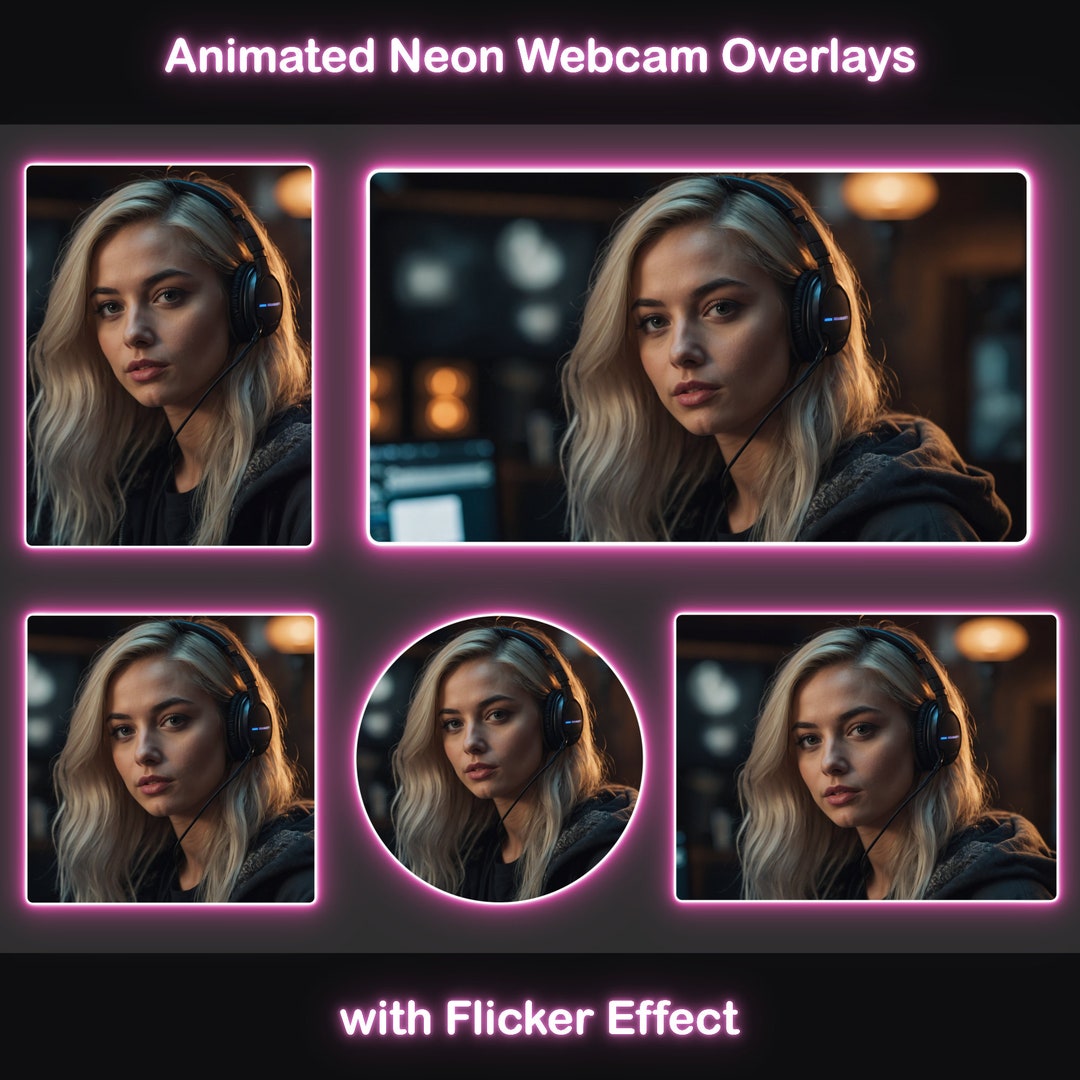 Animated Neon Pink Webcam Overlays | Twitch Webcam Border | Webcam ...