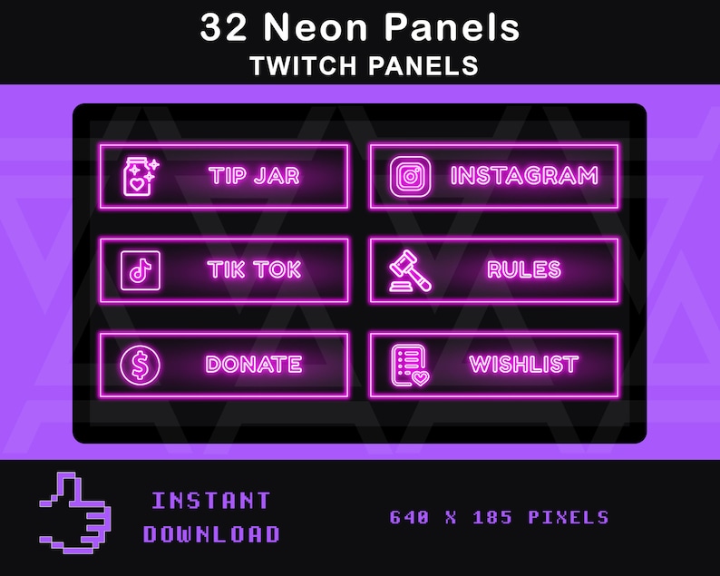 Twitch Panels Pink Neon Panels for Twitch Twitch Profile - Etsy