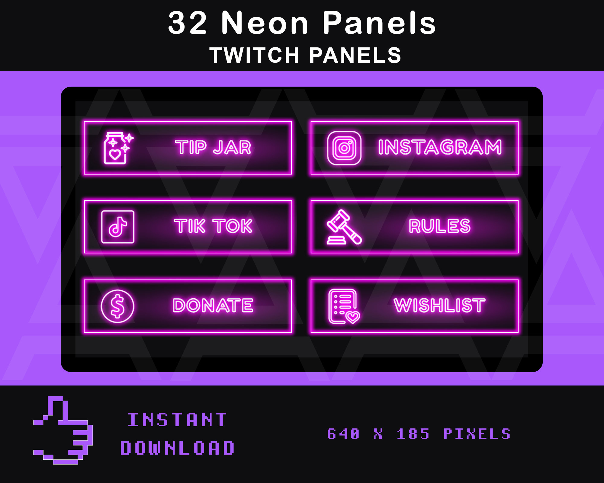Twitch Panels Pink Neon Panels for Twitch Twitch Profile - Etsy
