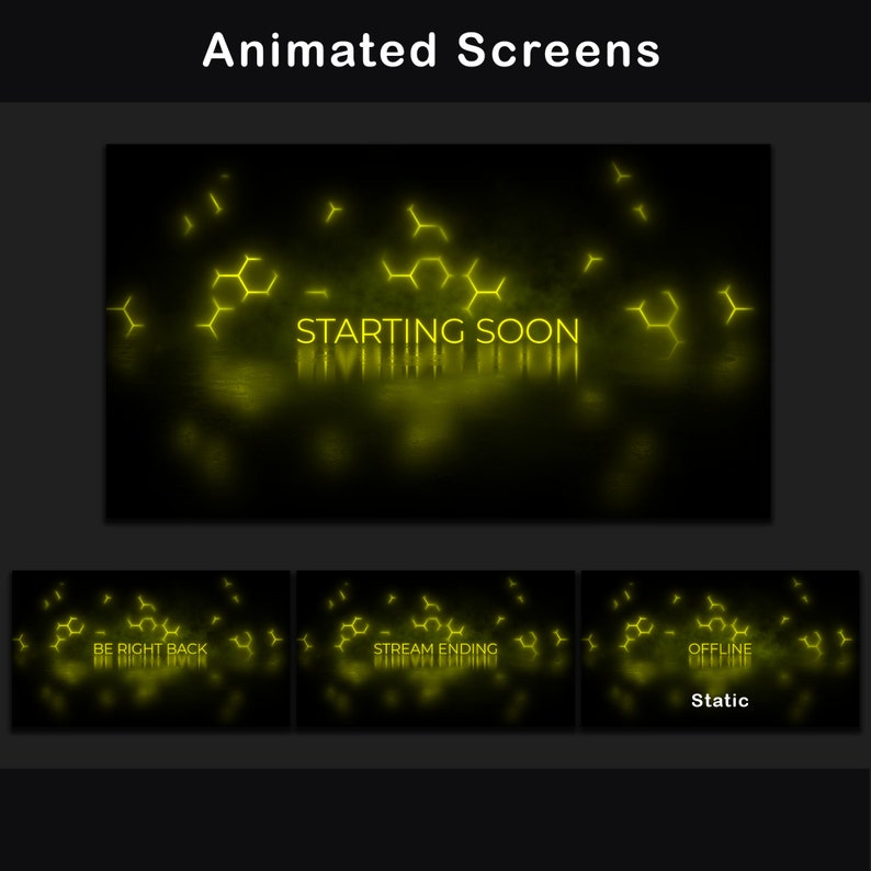 Animated Stream Overlay Yellow Package Minimal Dark Twitch Overlay ...