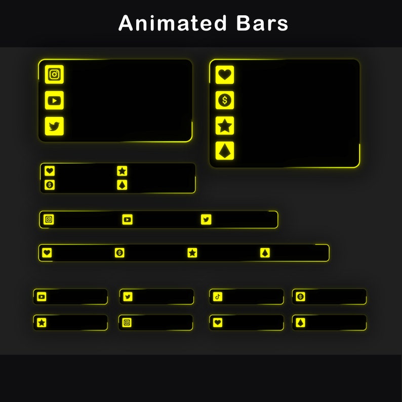 Animated Stream Overlay Yellow Package Minimal Dark Twitch Overlay ...