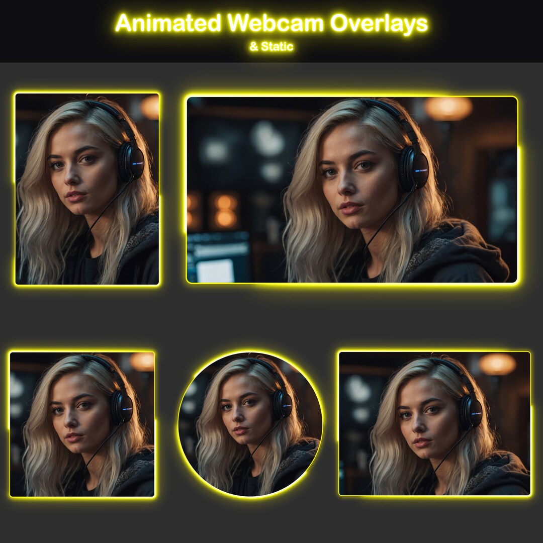 Animated Neon Yellow Webcam Overlays | Twitch Webcam Borders, Webcam ...