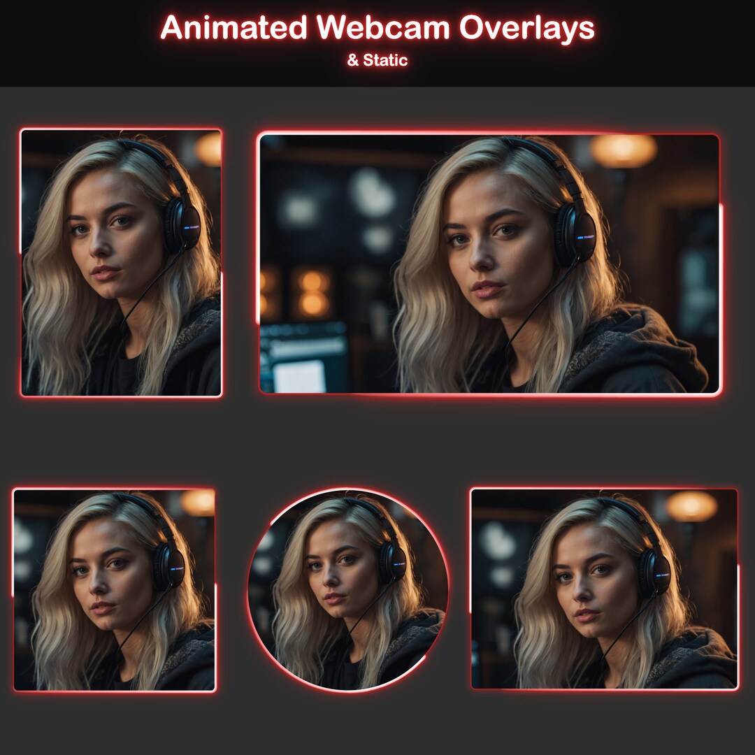 Animated Neon Red Webcam Overlays | Twitch Webcam Borders | Webcam ...