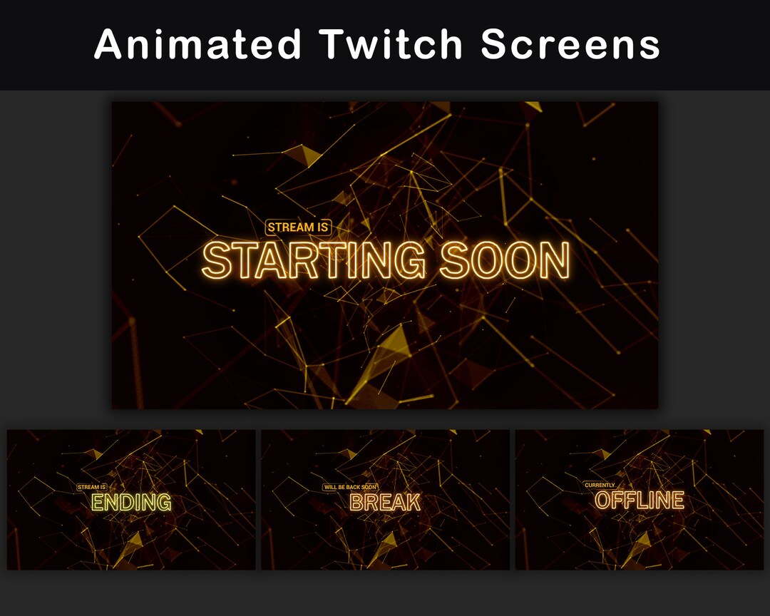 Animated Orange Twitch Screens Live Screens Starting Soon, BRB, Ending ...