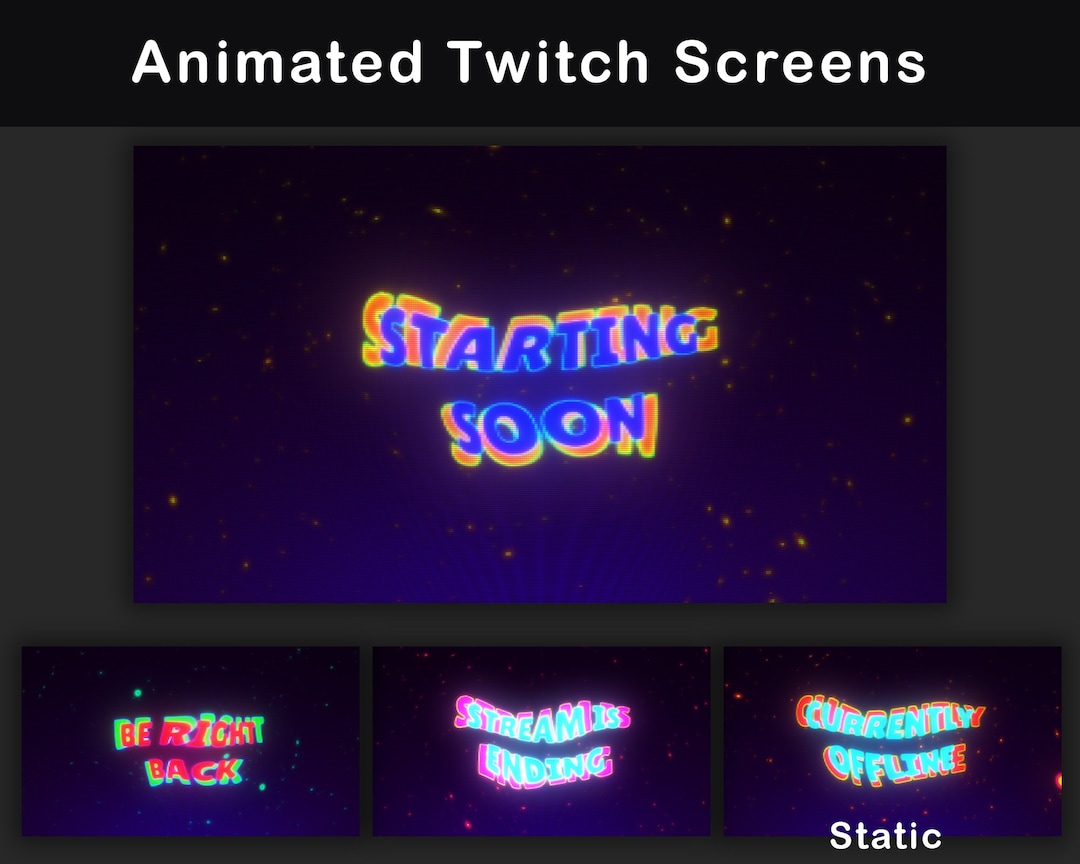 Colorful Animated Streaming Screens for Twitch Starting Soon, Retro CRT ...