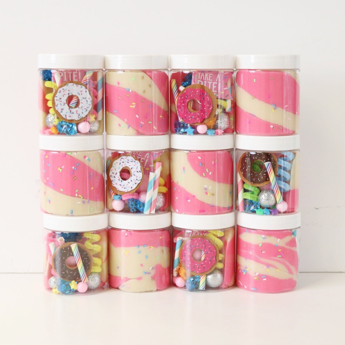 Donuts Playdough Jar Party Favors, Sweets Playdough Jars, Candy Play ...