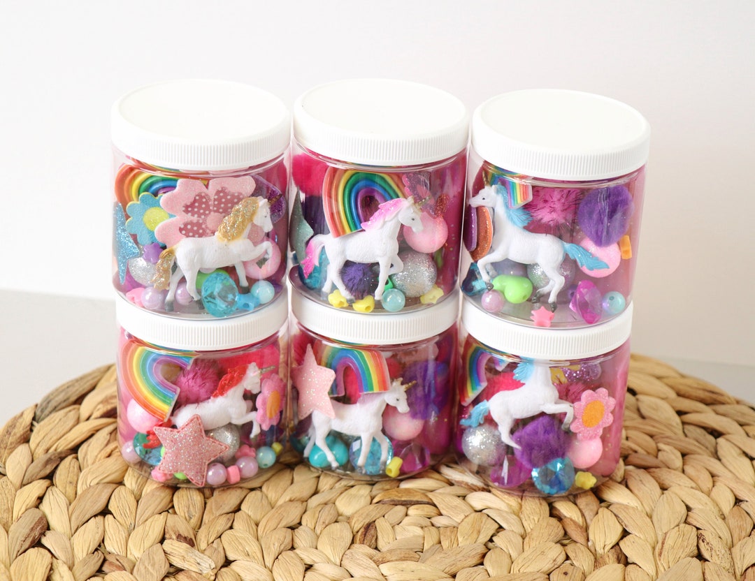 Unicorn Playdough Jar Party Favors, Girl Playdough Jars, Unicorn Theme ...