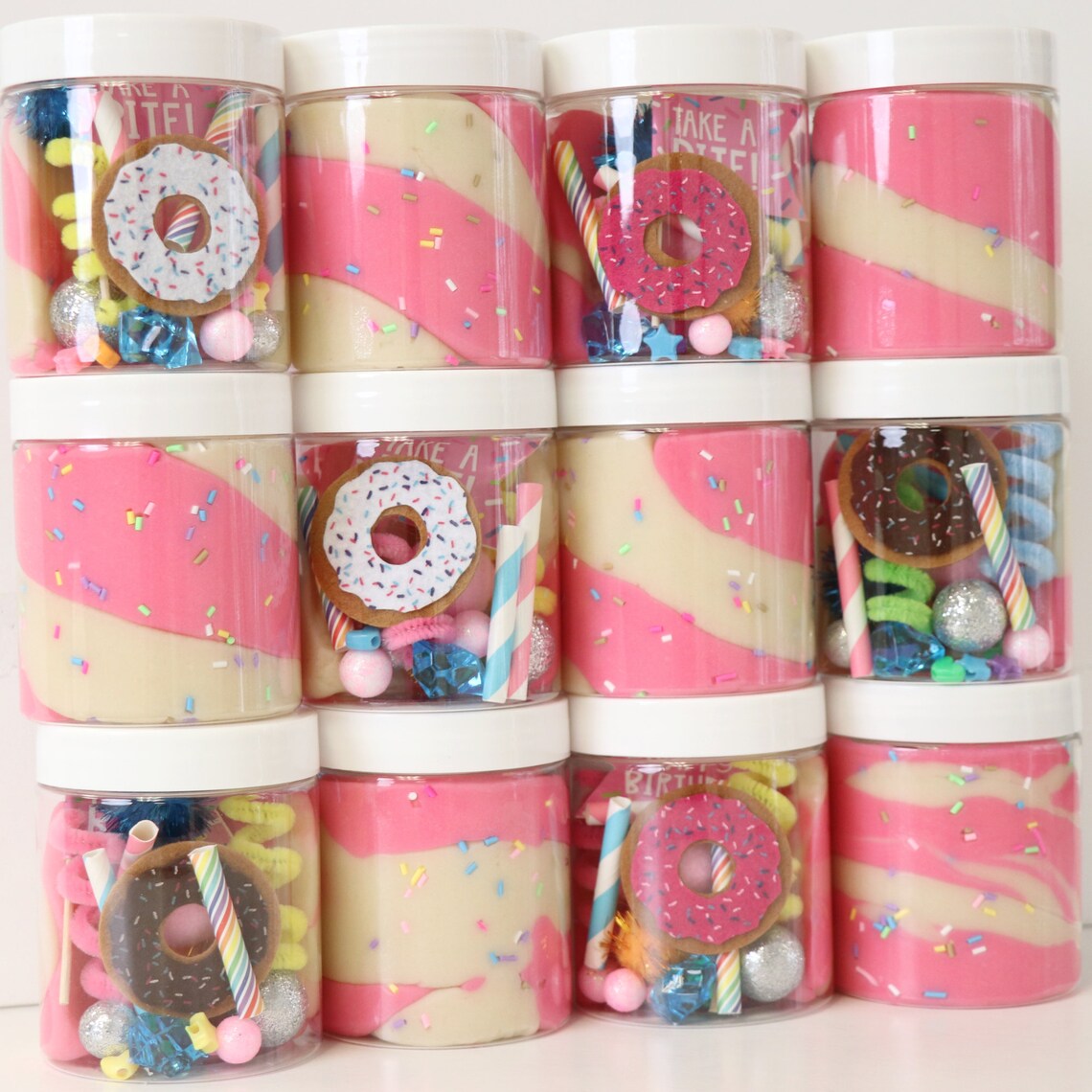 Donuts Playdough Jar Party Favors, Sweets Playdough Jars, Candy Play ...