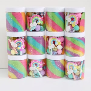 Pastel Rainbow Playdough Jar Party Favors, Sensory Playdough Jars ...