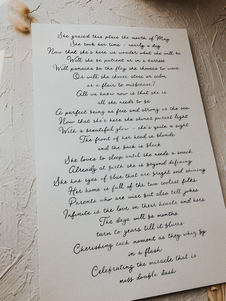 Calligraphy Poem / Personalized Nursery Gift / Hand Lettered Quote ...