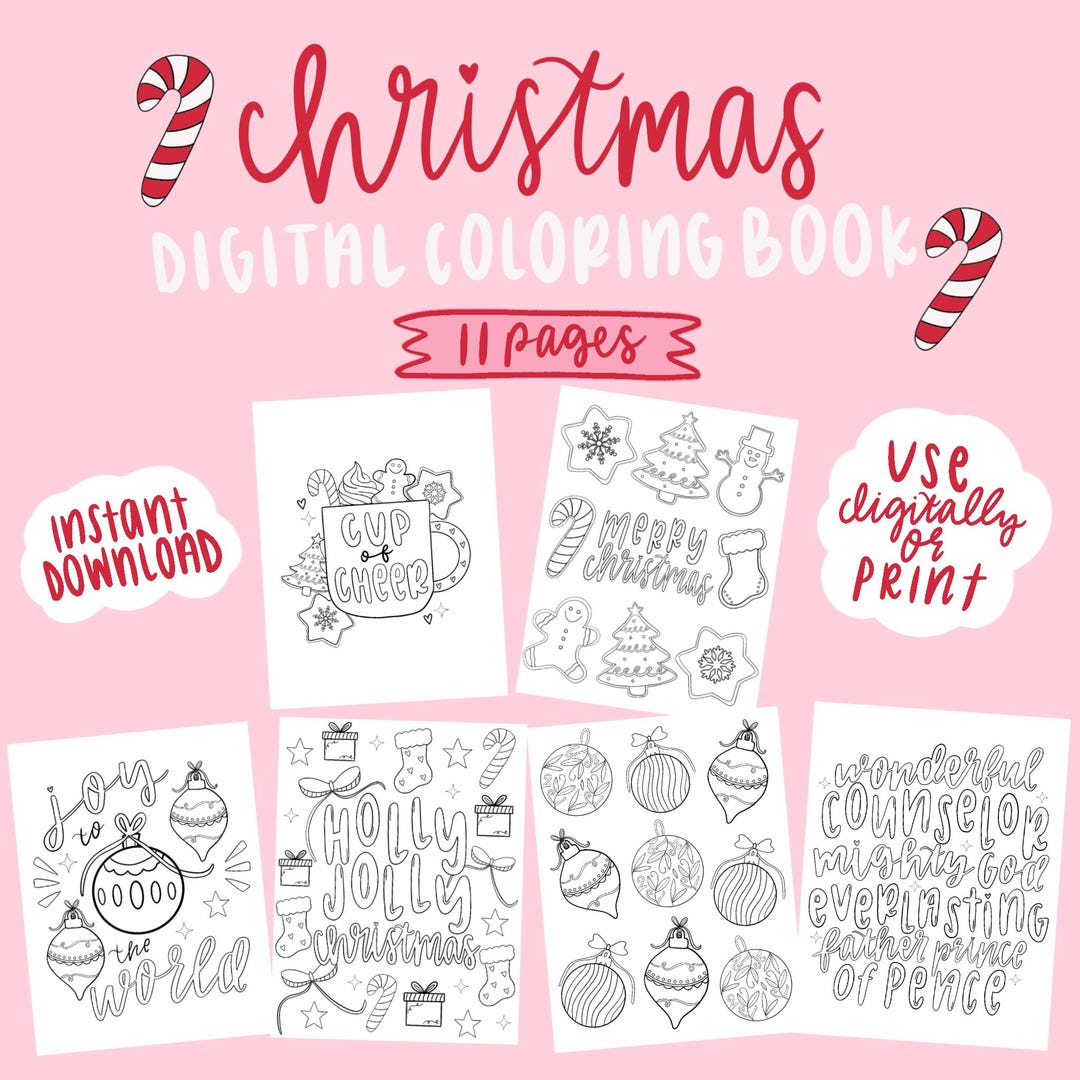 Christmas Coloring Book, 11 Pages, Digital Download - Etsy
