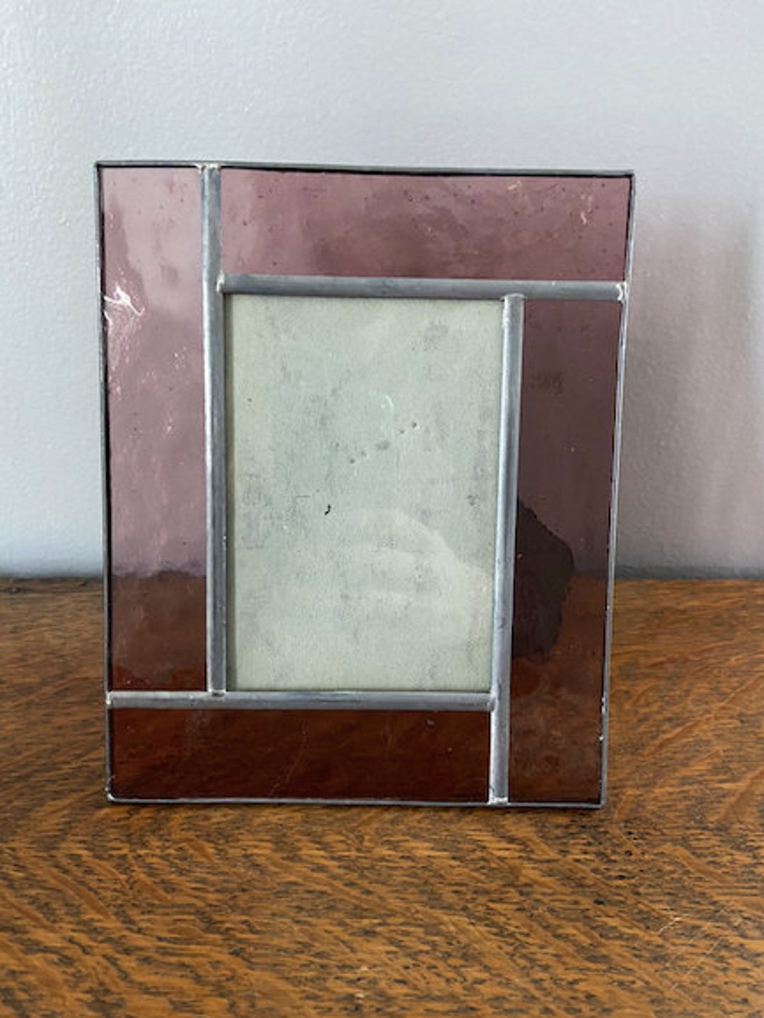 Stained Glass Frame Vintage Pink Glass Purple Glass Unique Photo Frame ...