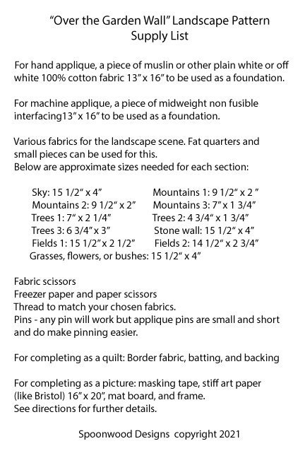 Fabric Landscape Pattern - "over the Garden Wall" - Etsy