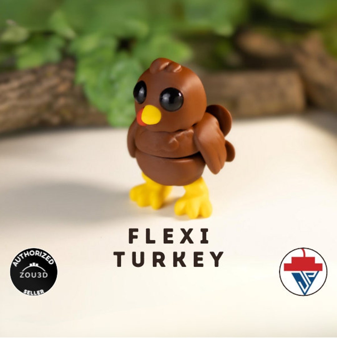 Flexi Turkey Keychain – 3D Printed Articulated Turkey Toy – Cute Farm ...