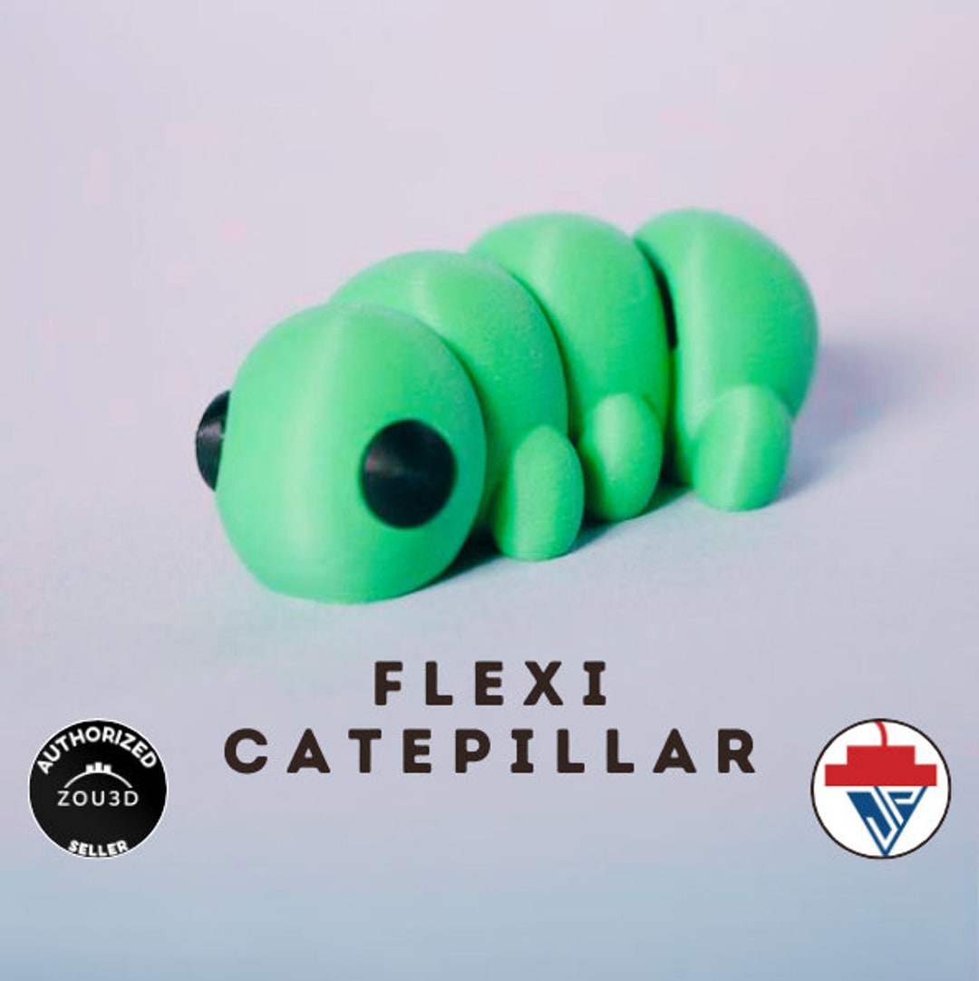 Flexi Caterpillar Keychain – 3D Printed Articulated Bug Toy – Cute ...