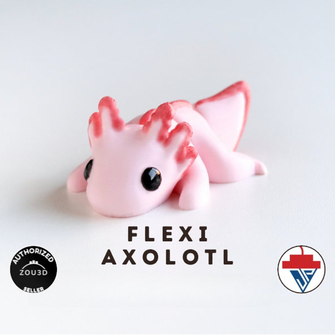 Flexi Axolotl Keychain – 3D Printed Articulated Salamander Toy – Cute ...