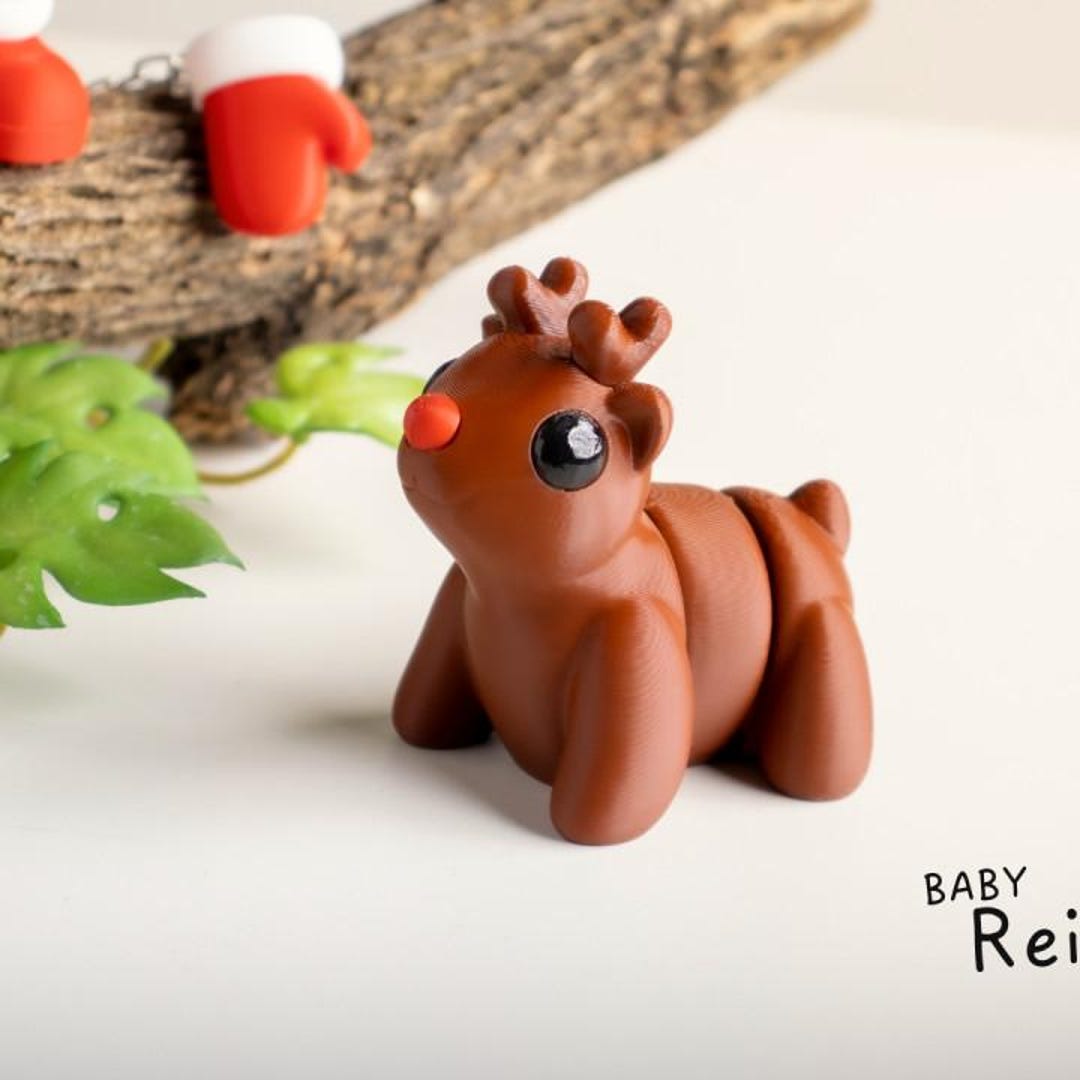 Flexi Reindeer Keychain – 3D Printed Articulated Reindeer Toy – Cute ...