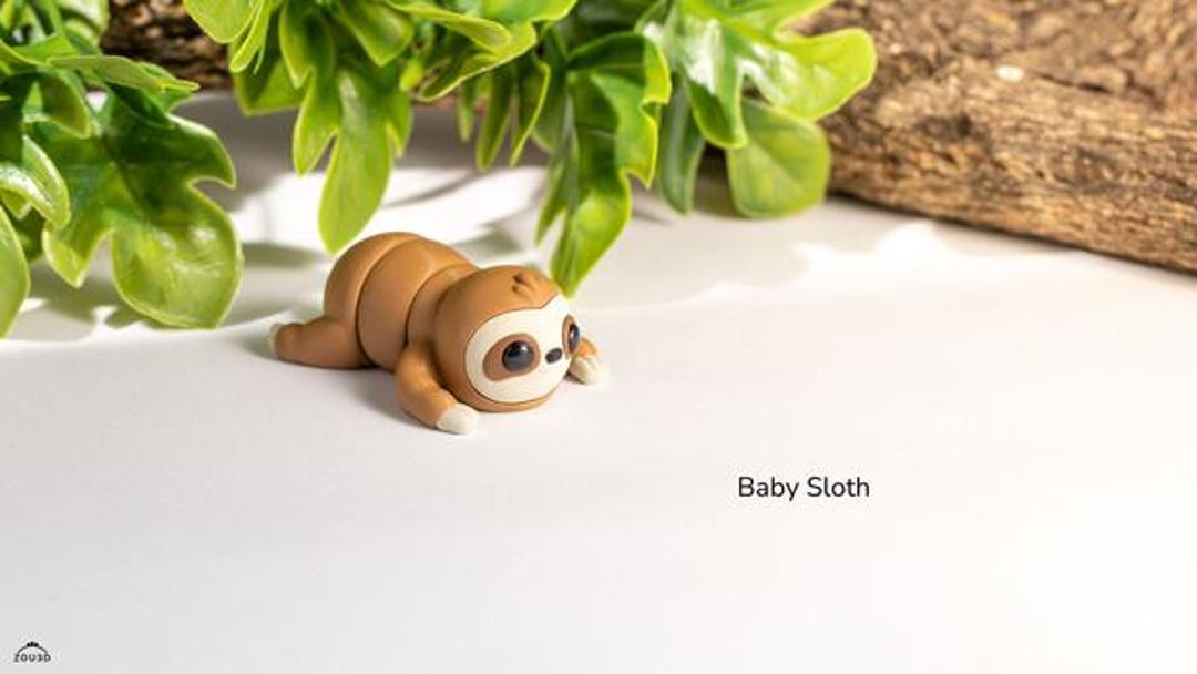 Flexi Sloth Keychain – 3D Printed Sloth Keyring – Cute Animal Fidget ...