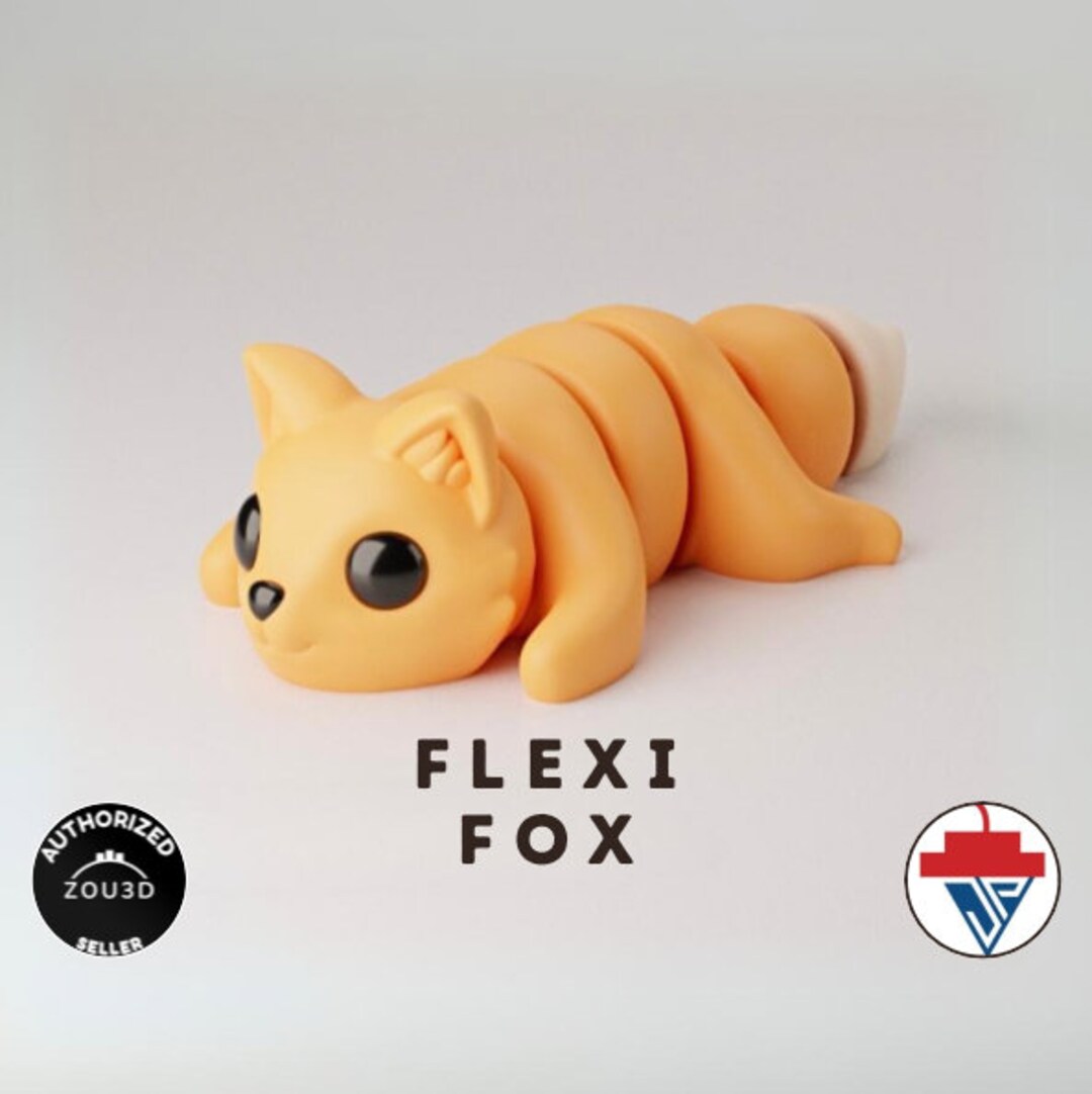 Flexi Fox Keychain – 3D Printed Articulated Fox Toy – Cute Fidget ...