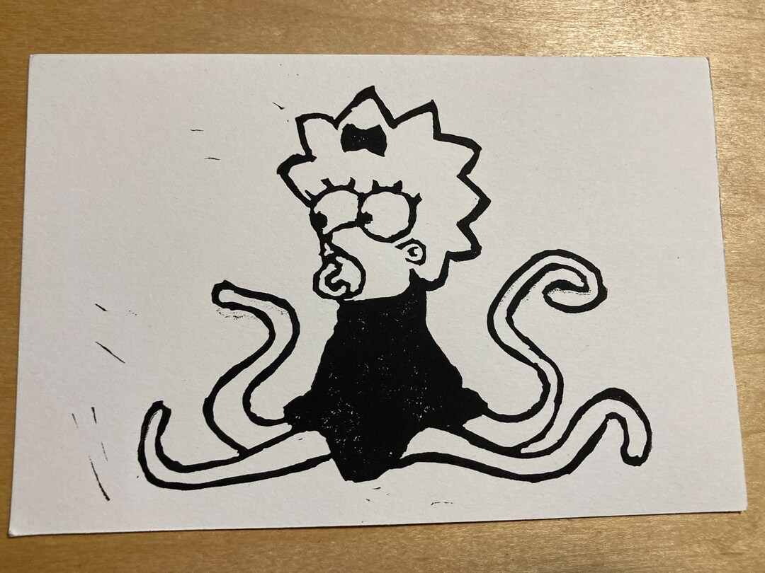 Alien Maggie Simpson Linocut Print - Etsy