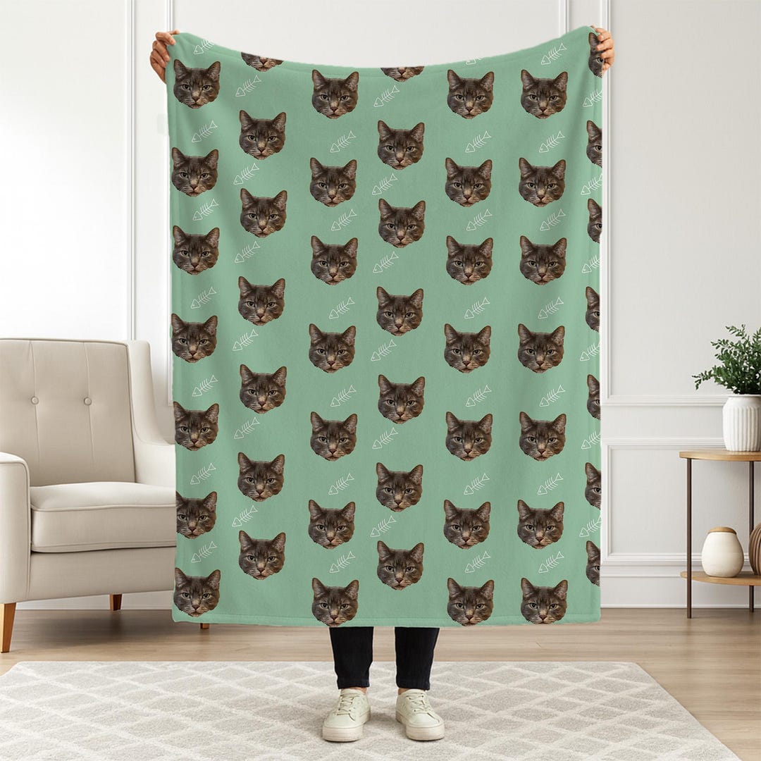 Custom Cat Blanket, Personalized Cat Photo Throw, Funny Cat Mom Gift ...
