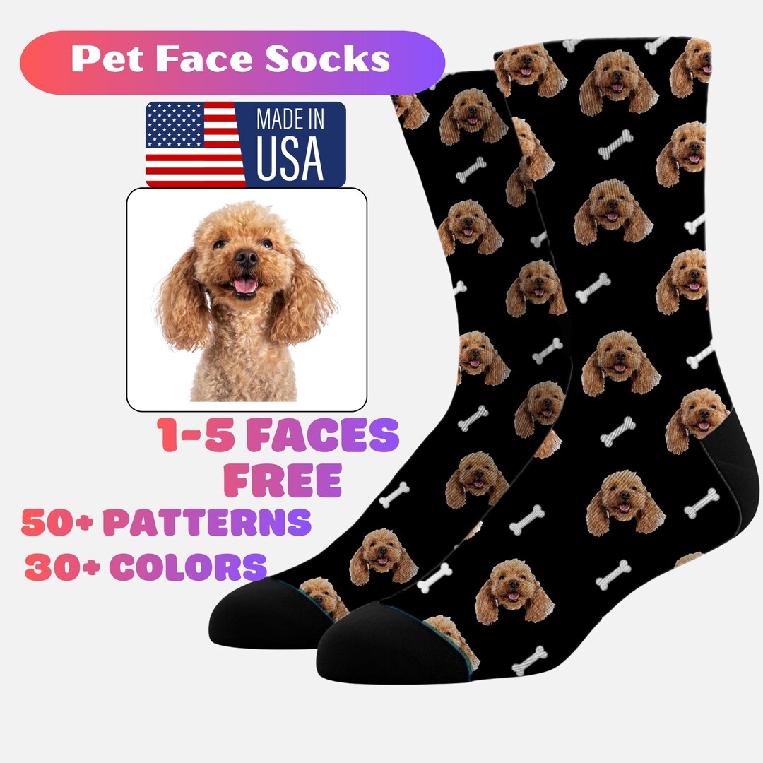 Custom Dog Face Socks With Pattern, Dog Mom Gift, Personalized Cat ...