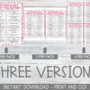 Printable Valentine's Day Would You Rather This or That Game / for Kids ...