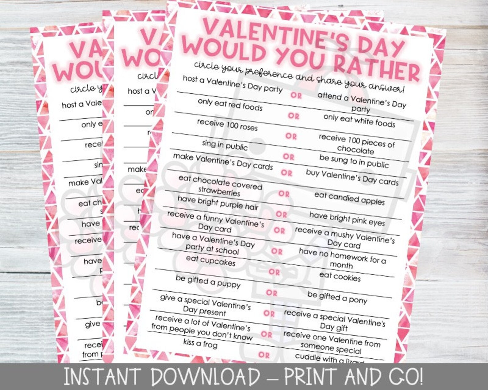 Printable Valentine's Day Would You Rather This or That Game / for Kids ...