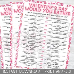 Printable Valentine's Day Would You Rather This or That Game / for Kids ...