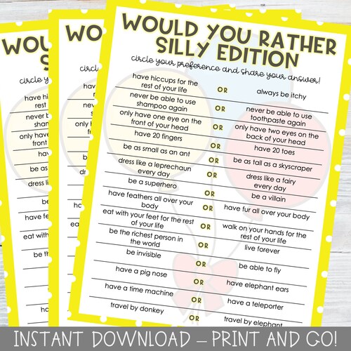 Printable Would You Rather This or That Game / Earth Day / for - Etsy