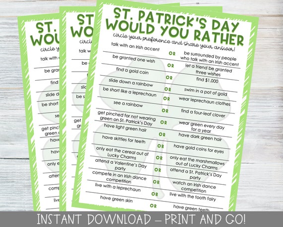 Printable Would You Rather This or That Game / St. - Etsy