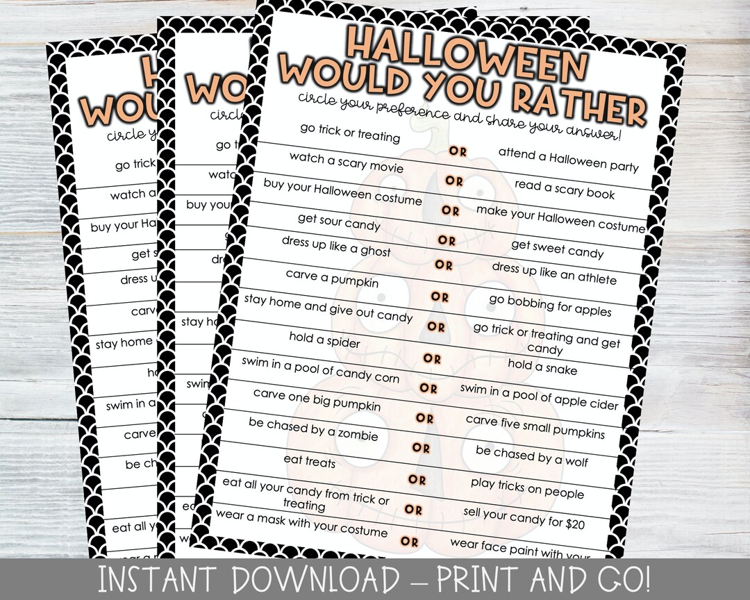 Printable Would You Rather This or That Game / Halloween Version / for ...