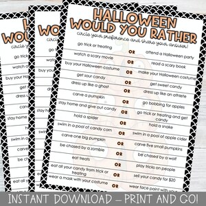 Printable Would You Rather This or That Game / Halloween Version / for ...