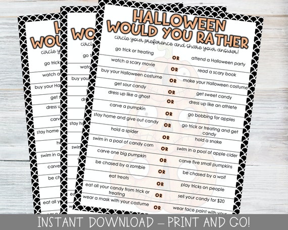 Printable Would You Rather This or That Game / Halloween - Etsy