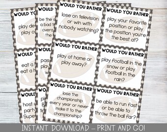 Printable Super Bowl Would You Rather This or That Game / for | Etsy