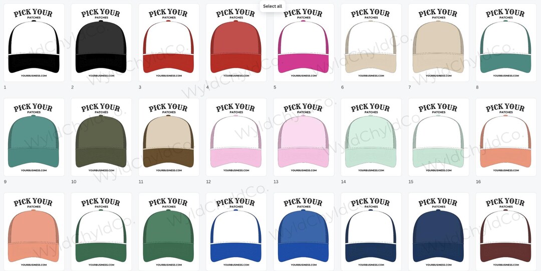 Trucker Hat Template, Hat Bar Supplies, Printable Pick Your Patch ...