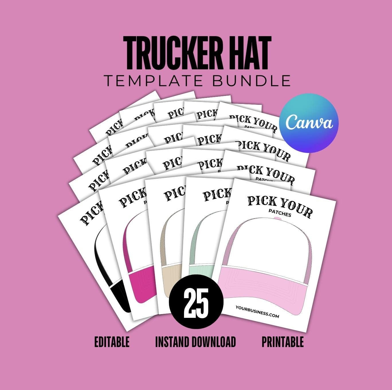 Trucker Hat Template, Hat Bar Supplies, Printable Pick Your Patch ...
