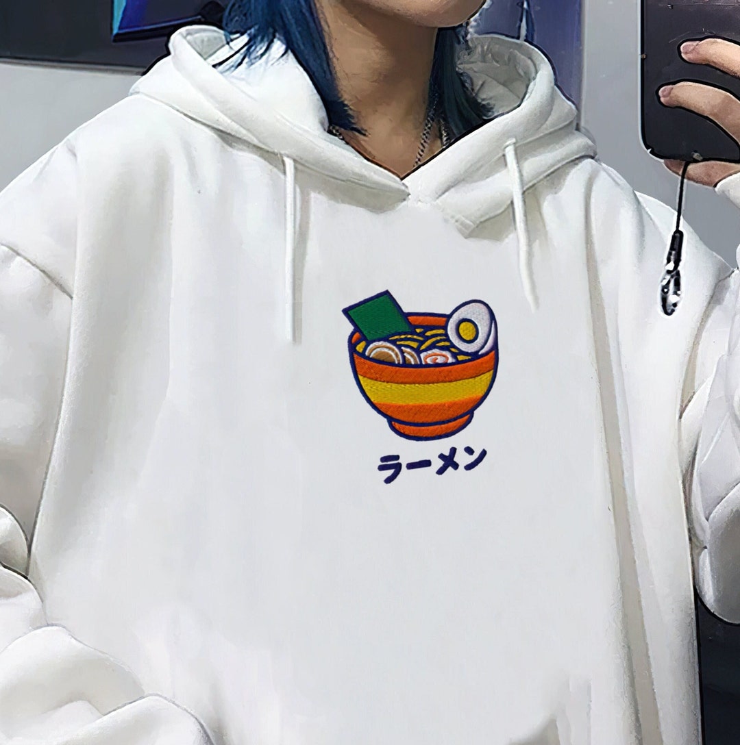 Anime Embroidered Hoodie, Ramen Japanese Clothing, Aesthetic Streetwear ...