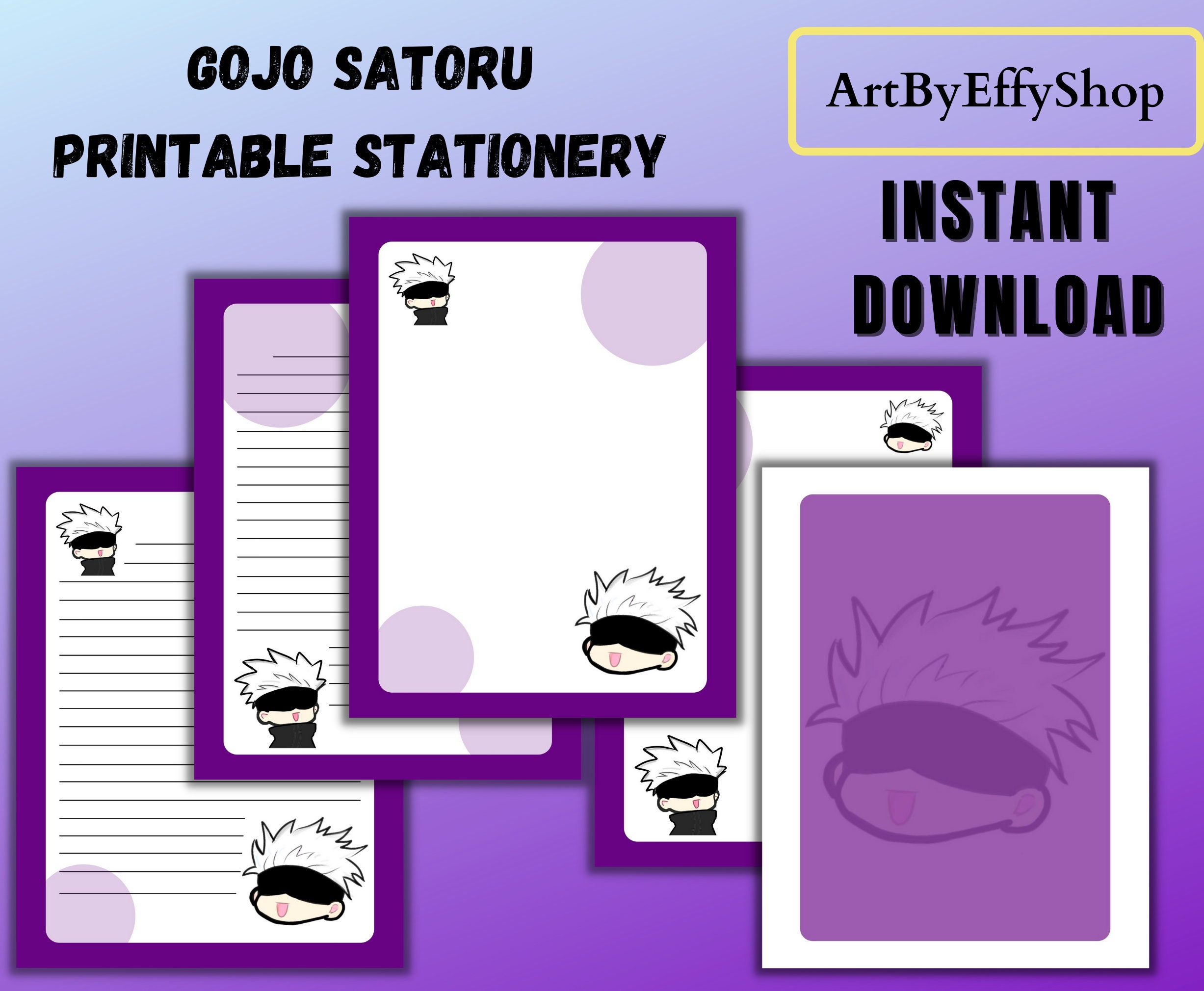 Gojo Satoru Printable Stationery Instant Download Stationery | Etsy New ...