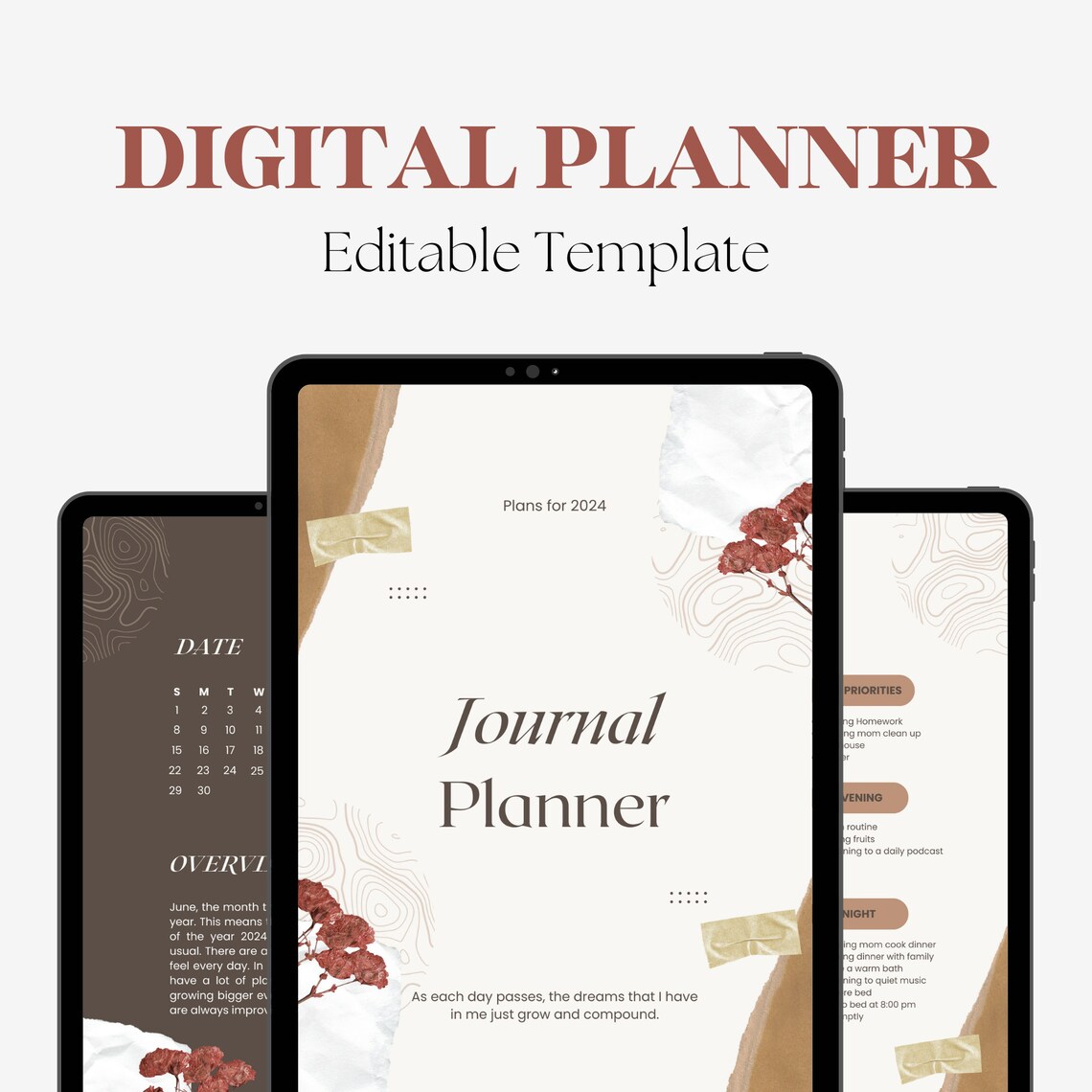 Printable Bundled Planner | 2024 Planner | Journal Planner | Minimalist ...