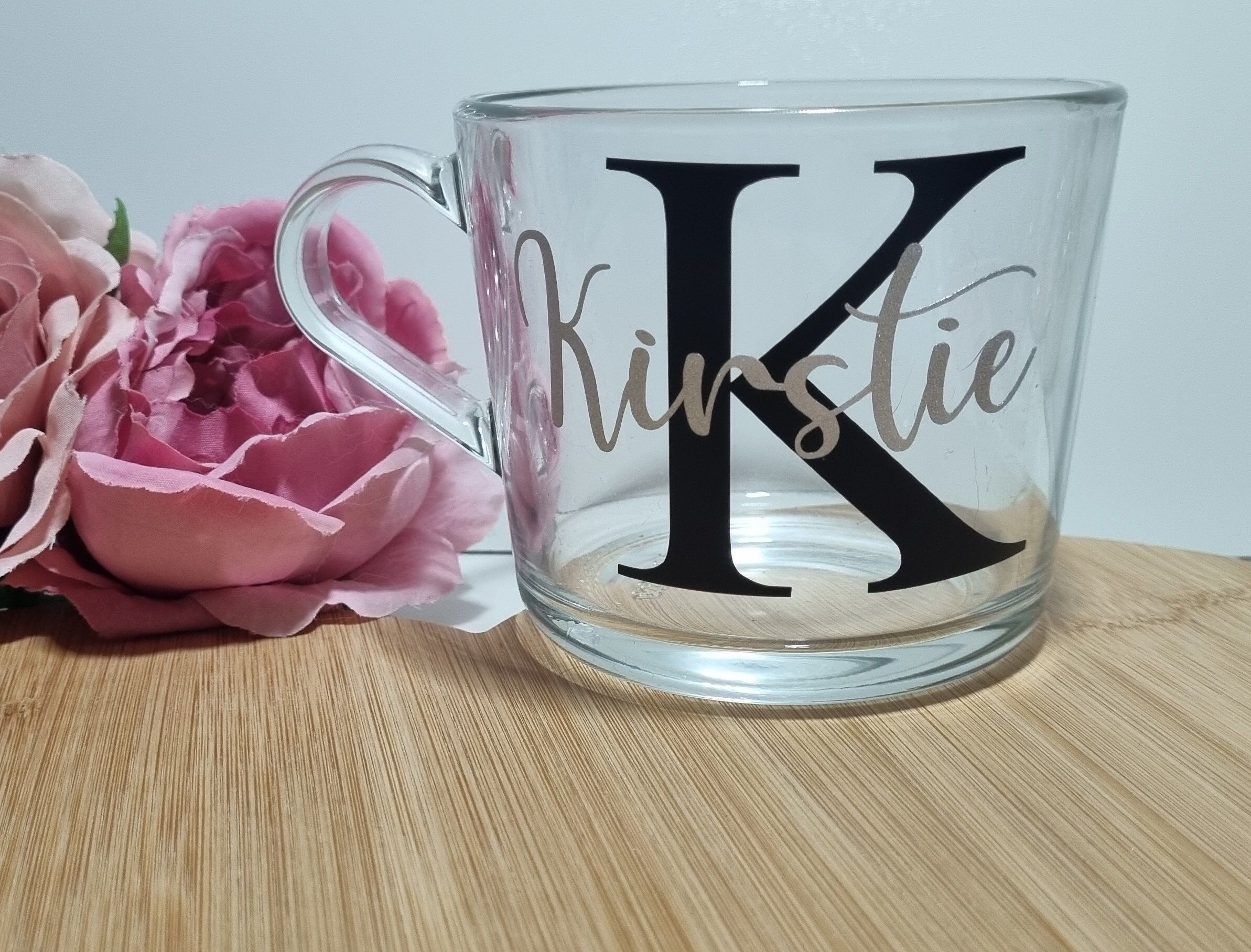 Personalised Initial & Name Glass Mugs Personalised Glass - Etsy UK