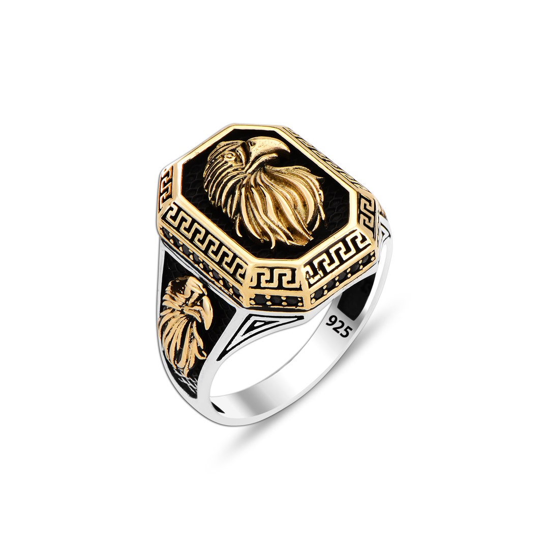 Majestic 925K Eagle Head Silver Men's Ring Finely Crafted Sterling ...